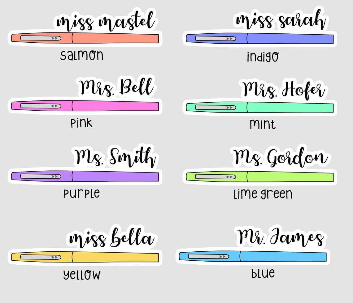 CUSTOM Teacher Flair Pen Sticker Teacher Gift Personalized | Etsy