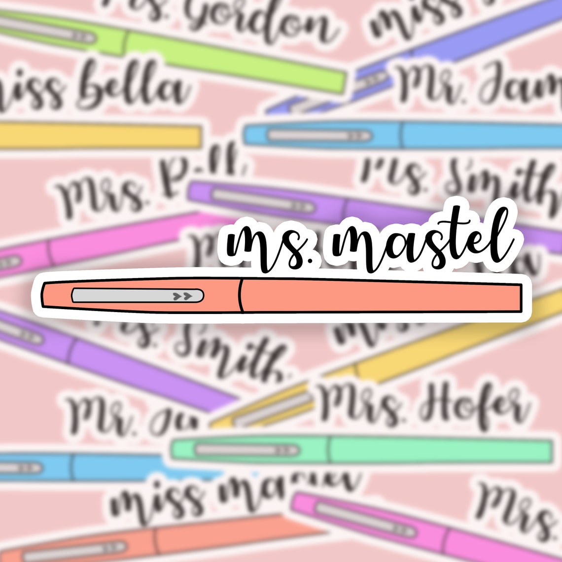 CUSTOM Teacher Flair Pen Sticker Teacher Gift Personalized | Etsy