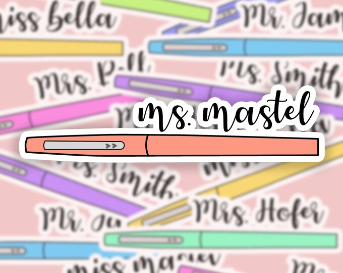 CUSTOM Teacher Flair Pen Sticker Teacher Gift Personalized Teacher ...