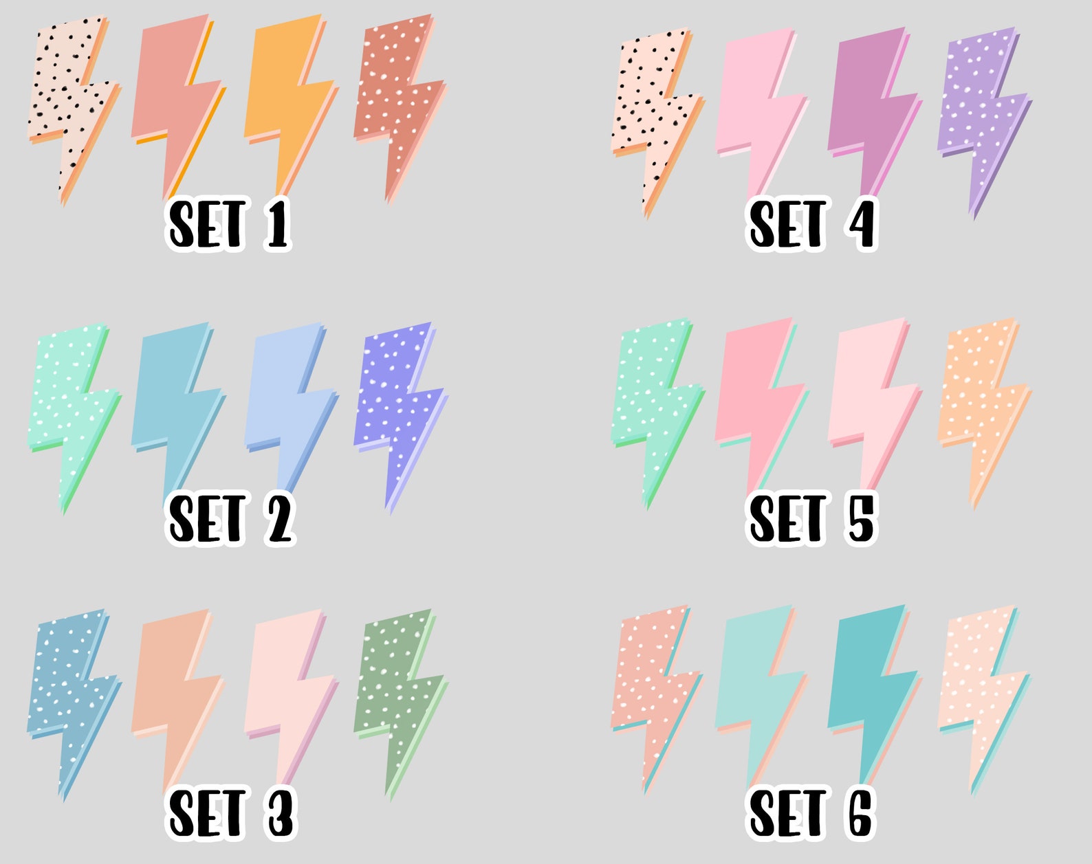 Lightning Bolt Sticker Pack | Etsy