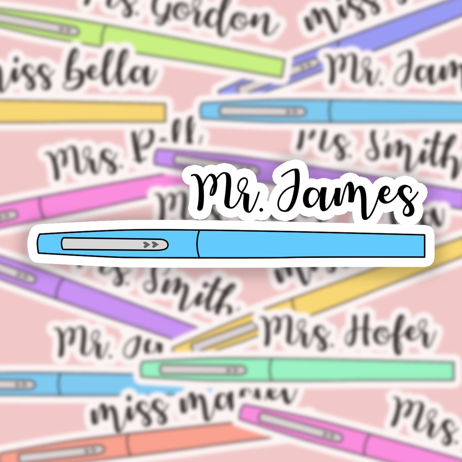 CUSTOM Teacher Flair Pen Sticker Teacher Gift Personalized | Etsy