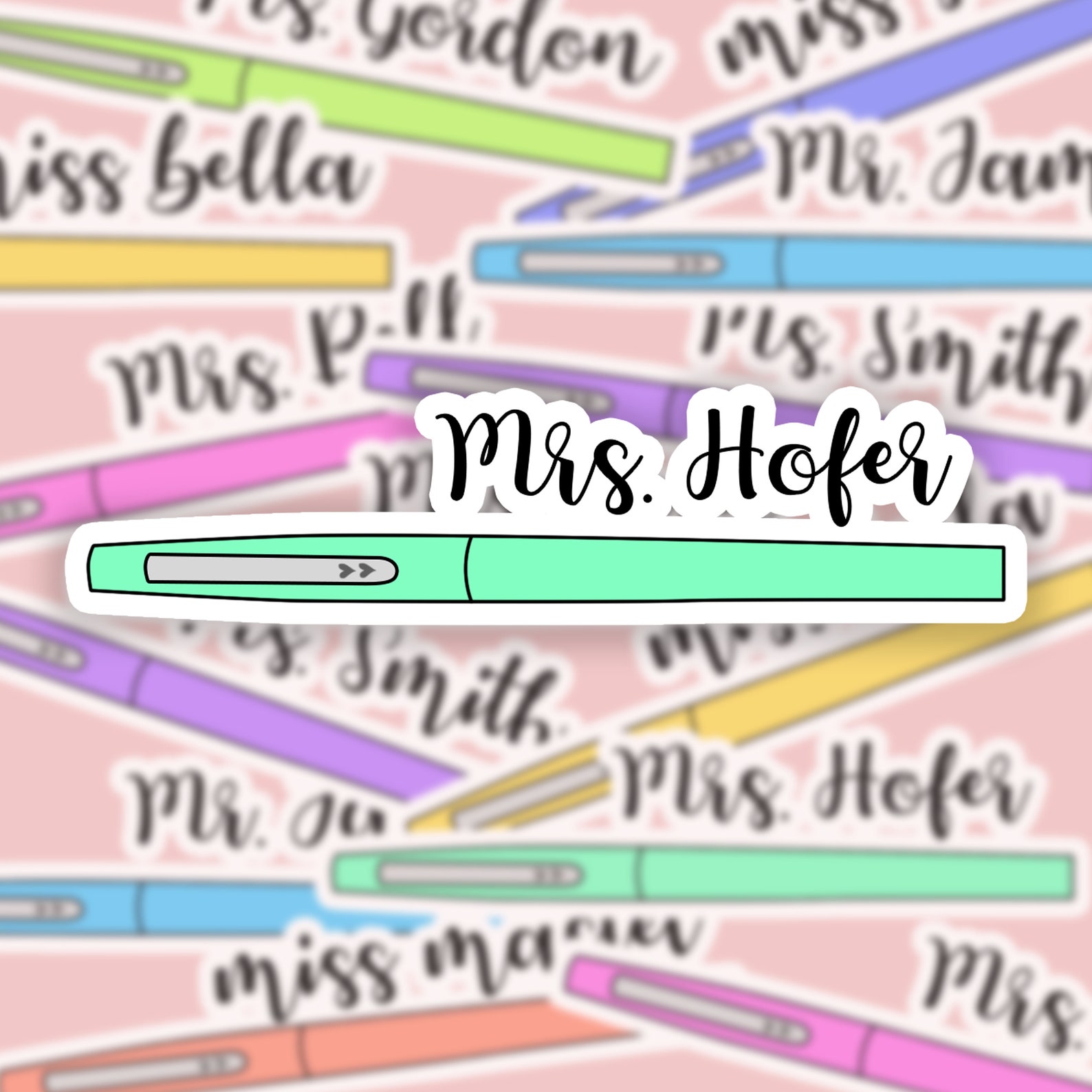 CUSTOM Teacher Flair Pen Sticker Teacher Gift Personalized | Etsy