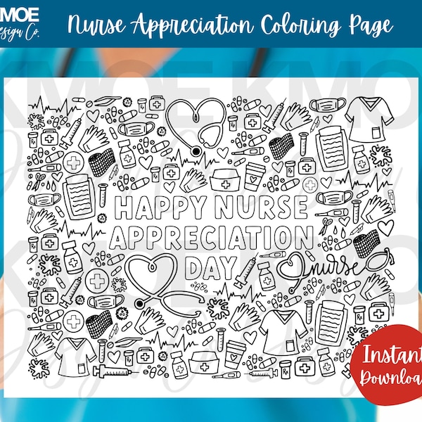 Nurse Appreciation Printable Coloring Page - Etsy