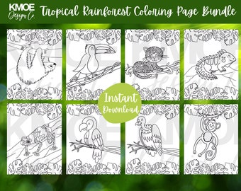 Rainforest Animals Coloring Pages - Etsy