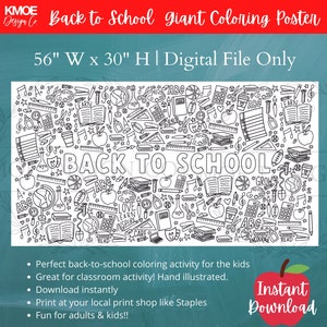 24 X 36 Large Coloring Poster Back to School - Etsy