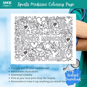 Sports Medicine Coloring Page Physical Therapy Adult Coloring Book ...