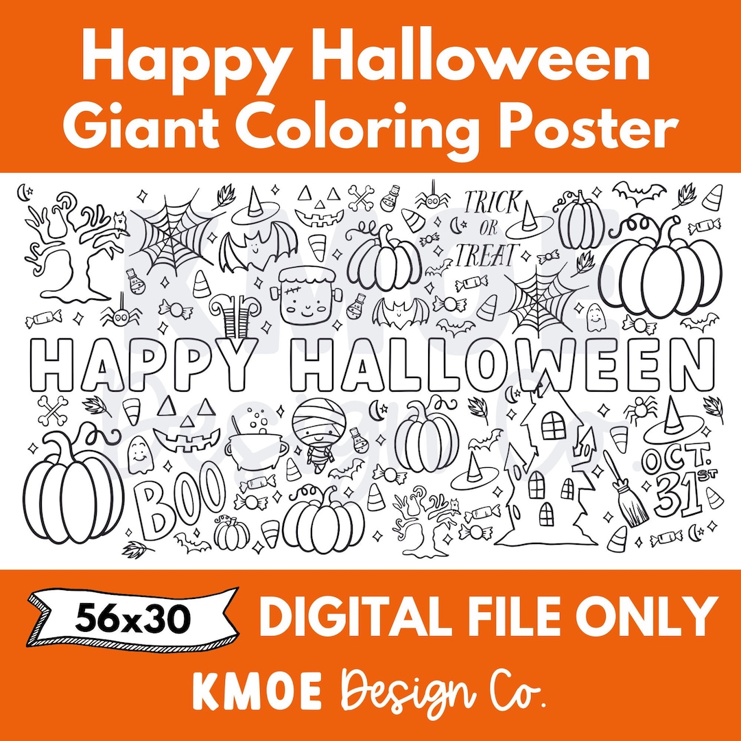 Giant Halloween Coloring Poster Halloween Party Coloring Poster Fall ...