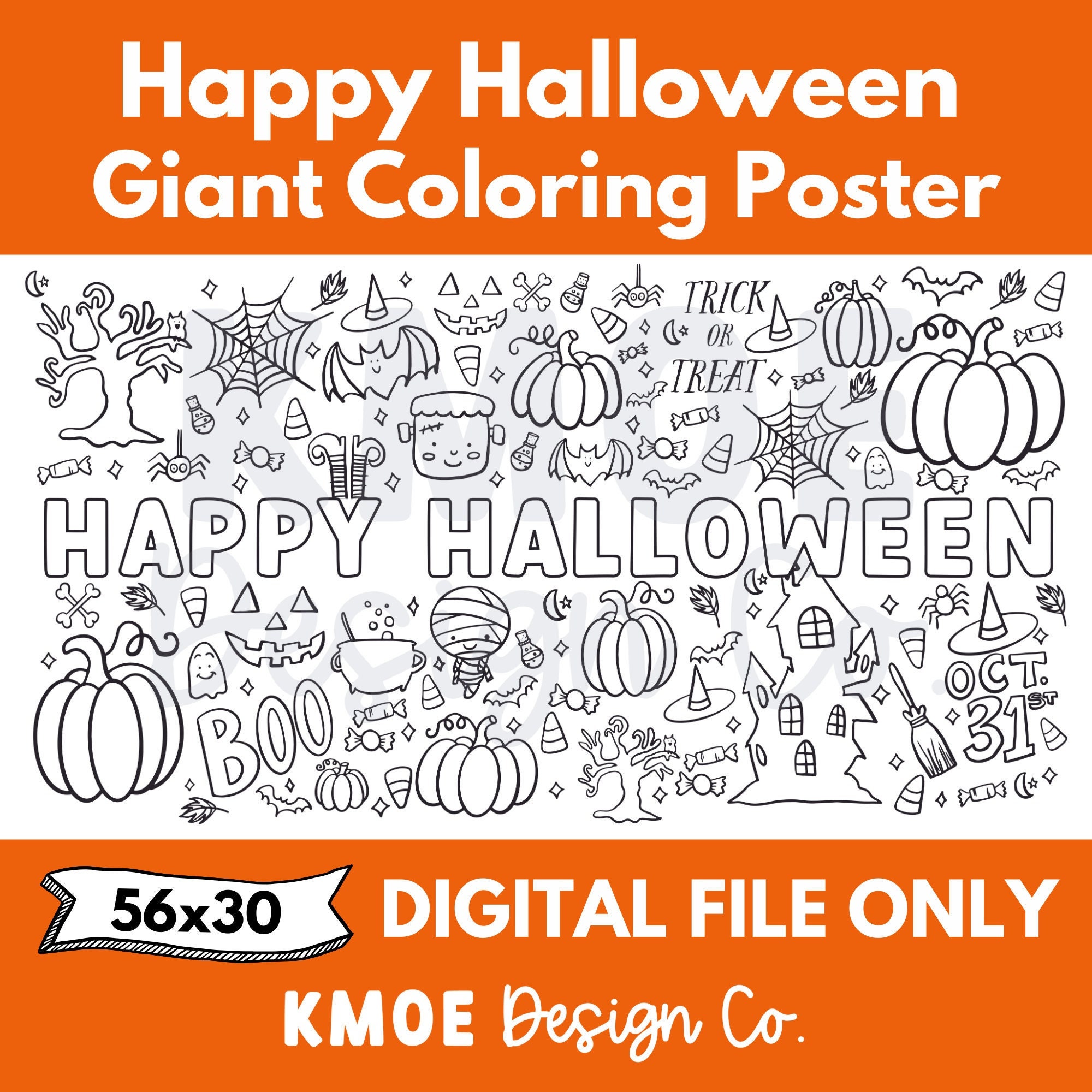 Giant Halloween Coloring Poster Halloween Party Coloring Poster Fall ...
