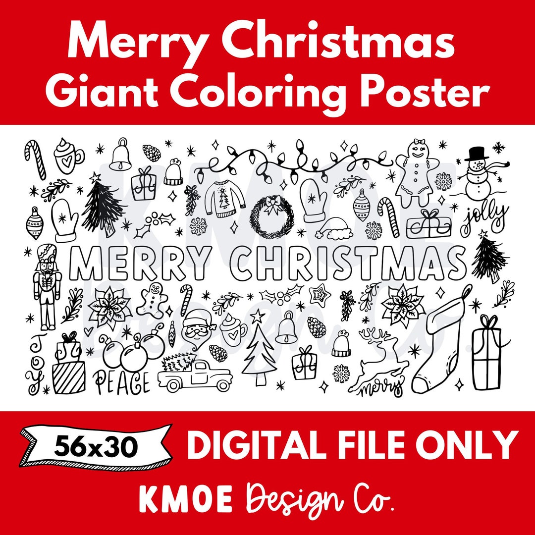 Christmas Coloring Poster Giant Coloring Banner DIGITAL DOWNLOAD ...