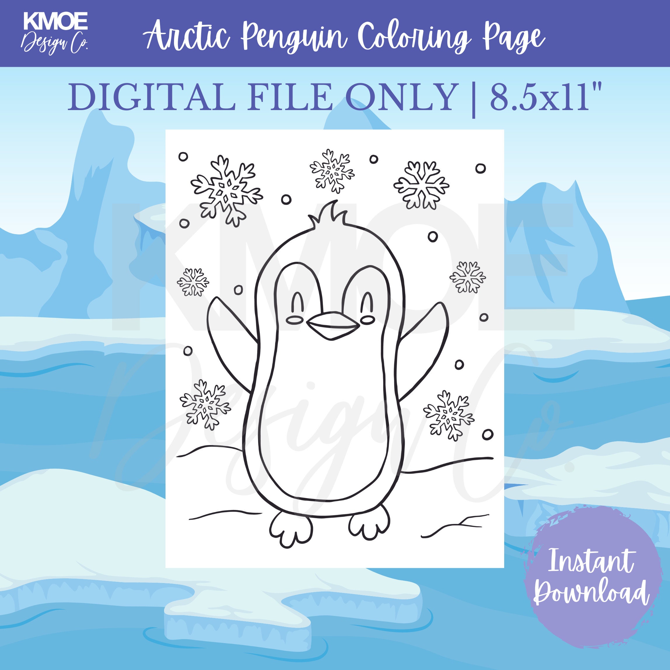 Penguin Coloring Pages Printable Kids Arctic Animal Coloring Page ...