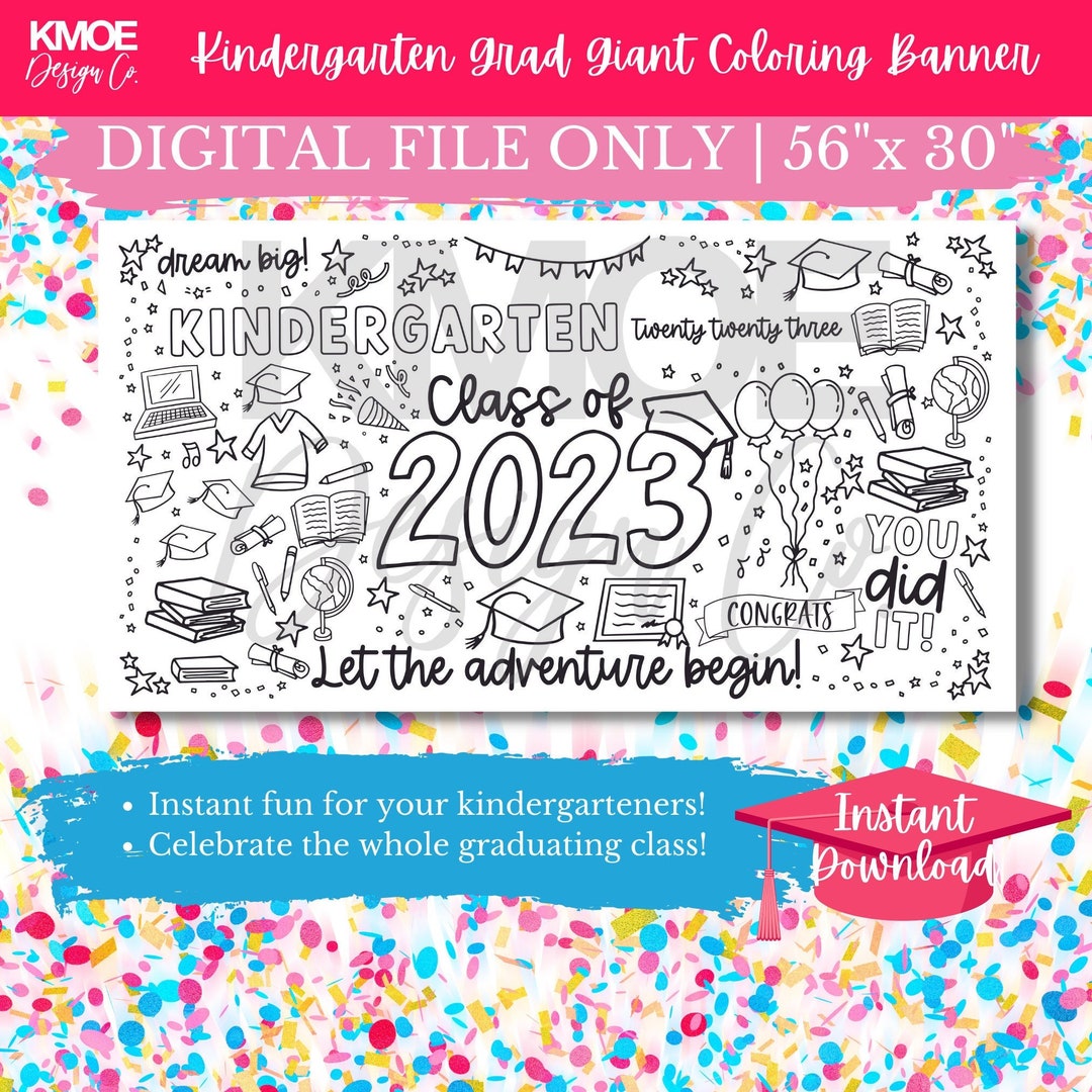 Kindergarten Graduation Giant Coloring Poster DIGITAL DOWNLOAD Grad ...