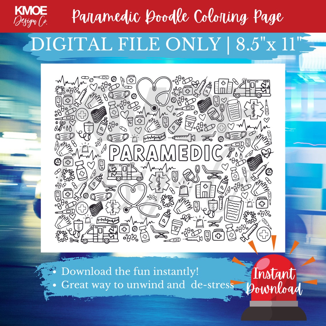 Paramedic Ambulance Coloring Pages Printable Star of Life Paramedic ...