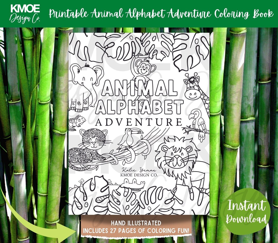 Coloring Book Animal Alphabet Printable Safari Animal Kids Baby Shower ...