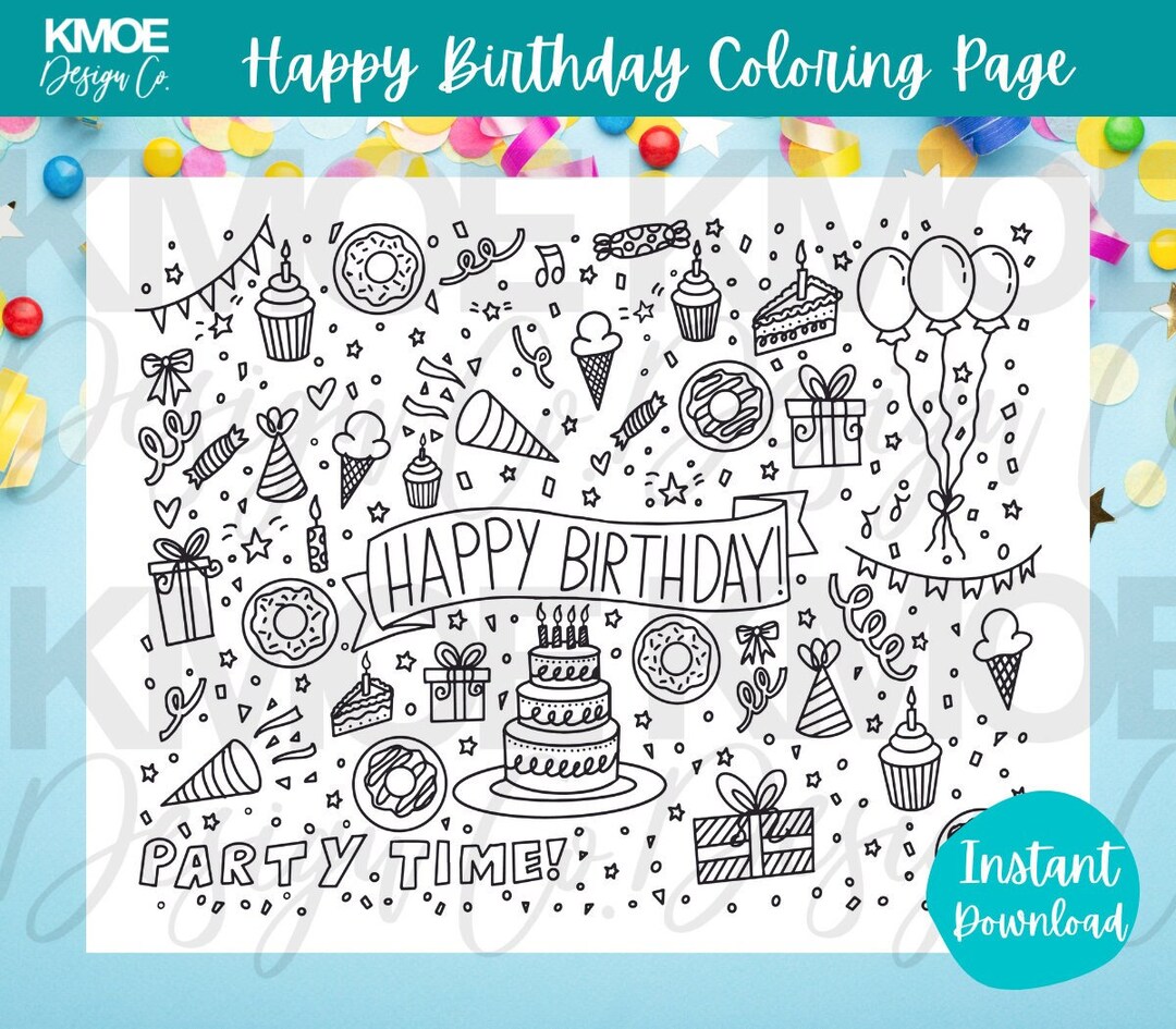 Happy Birthday Coloring Page for Kids Printable Coloring Pages Doodle ...