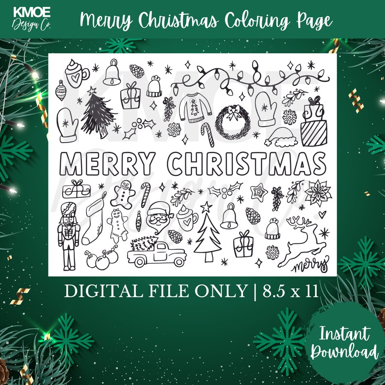 Merry Christmas Coloring Page Printable Christmas School Parties Winter ...
