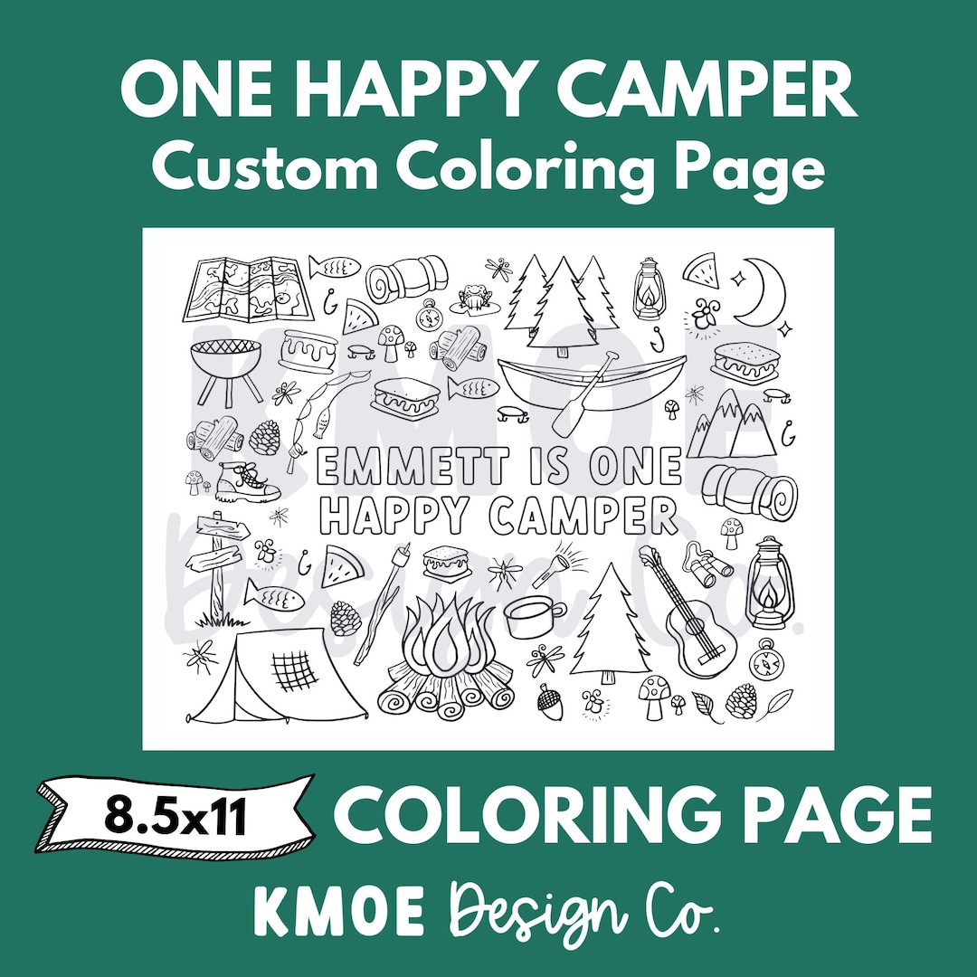 One Happy Camper Coloring Page Camping Birthday Camping Coloring Page ...