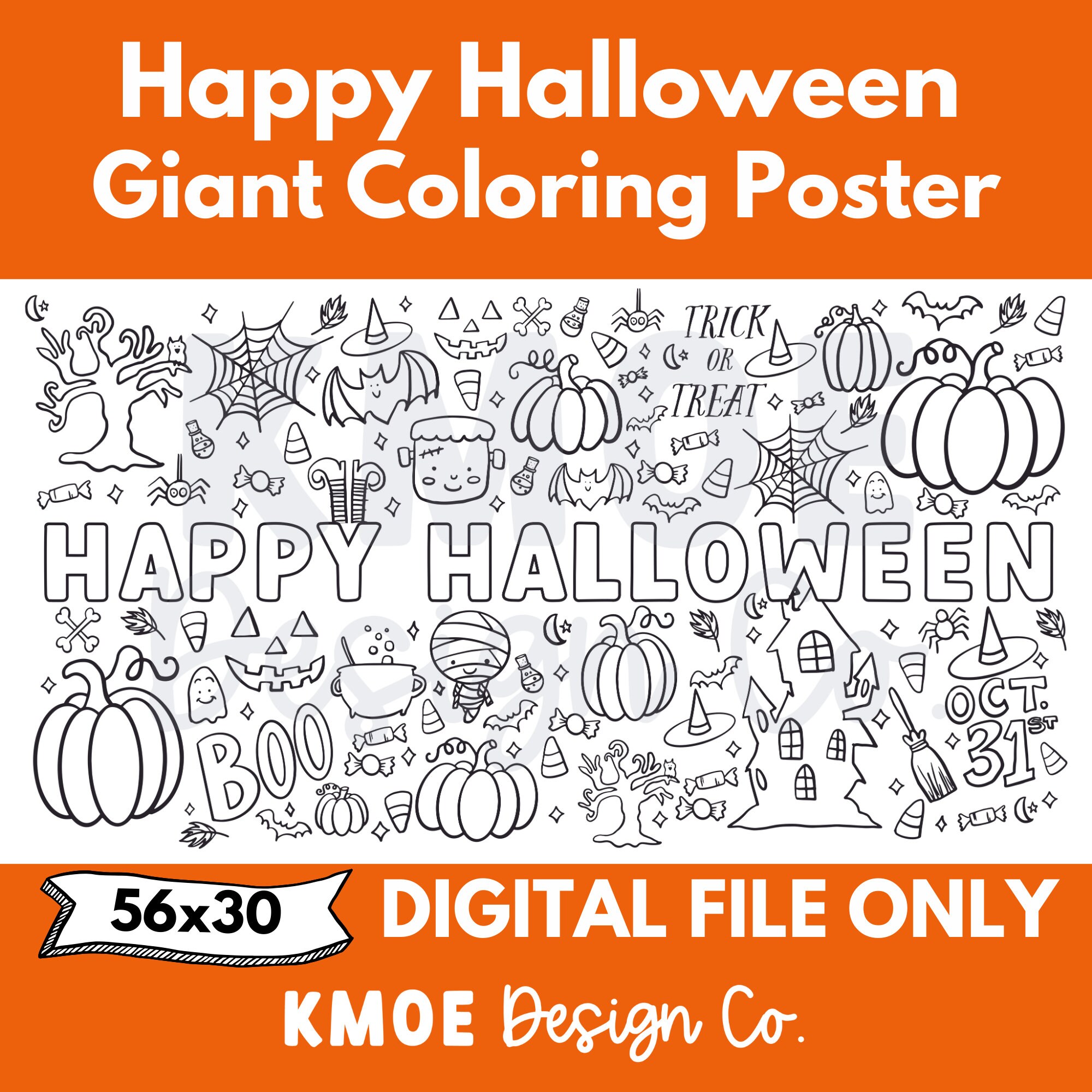 Giant Halloween Coloring Poster Halloween Party Coloring - Etsy