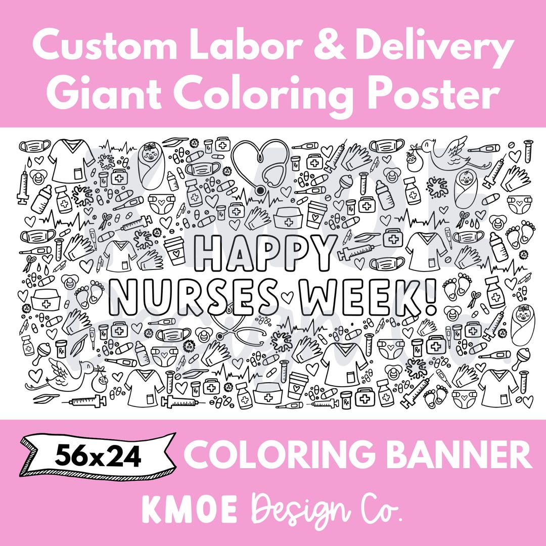 Labor and Delivery Nurse Coloring Poster Nurse Giant Coloring Poster ...