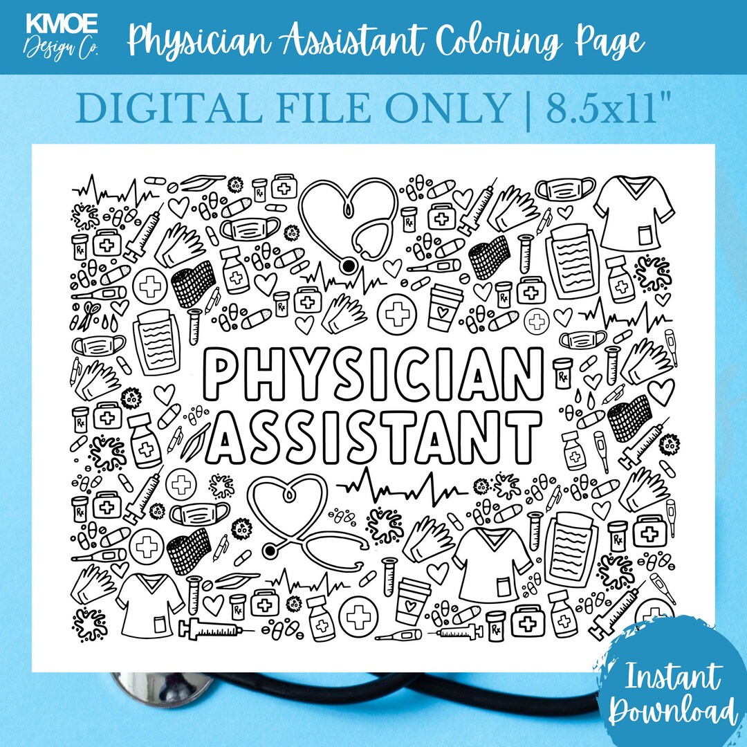 Physician Assistant Coloring Pages Medical Doodle Hospital Activity PA ...