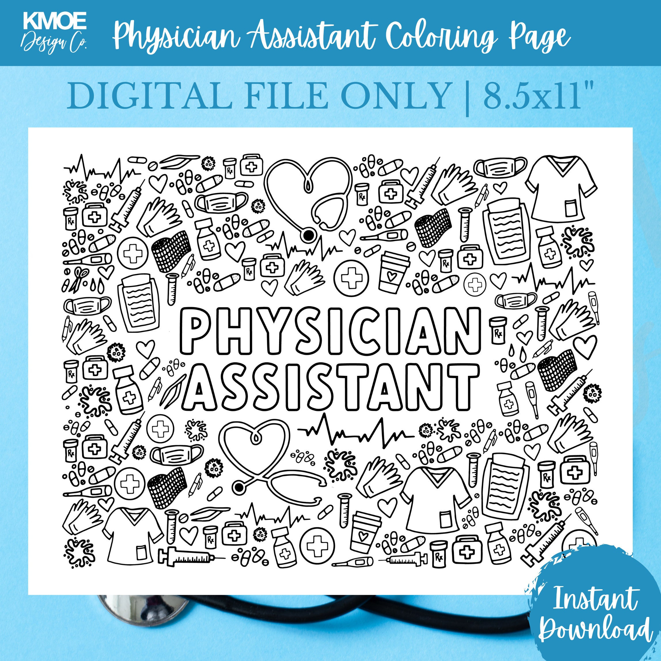 Physician Assistant Coloring Pages Medical Doodle Hospital Activity PA ...