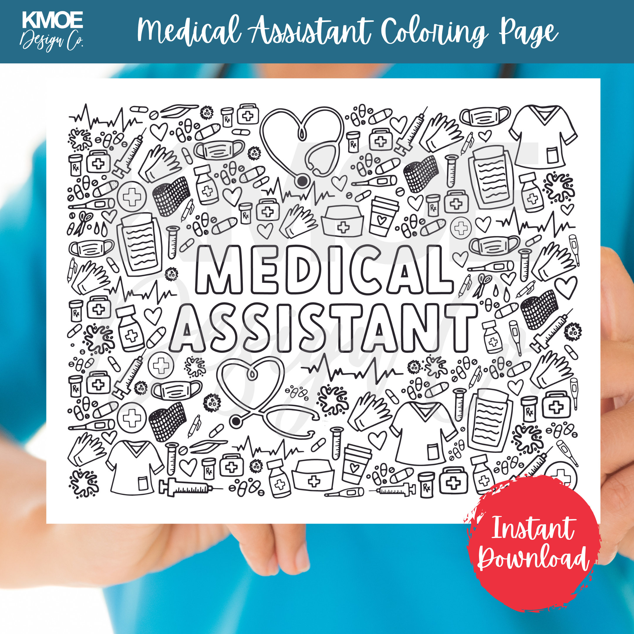 Medical Assistant Coloring Page Medical Assistant Week Medical ...