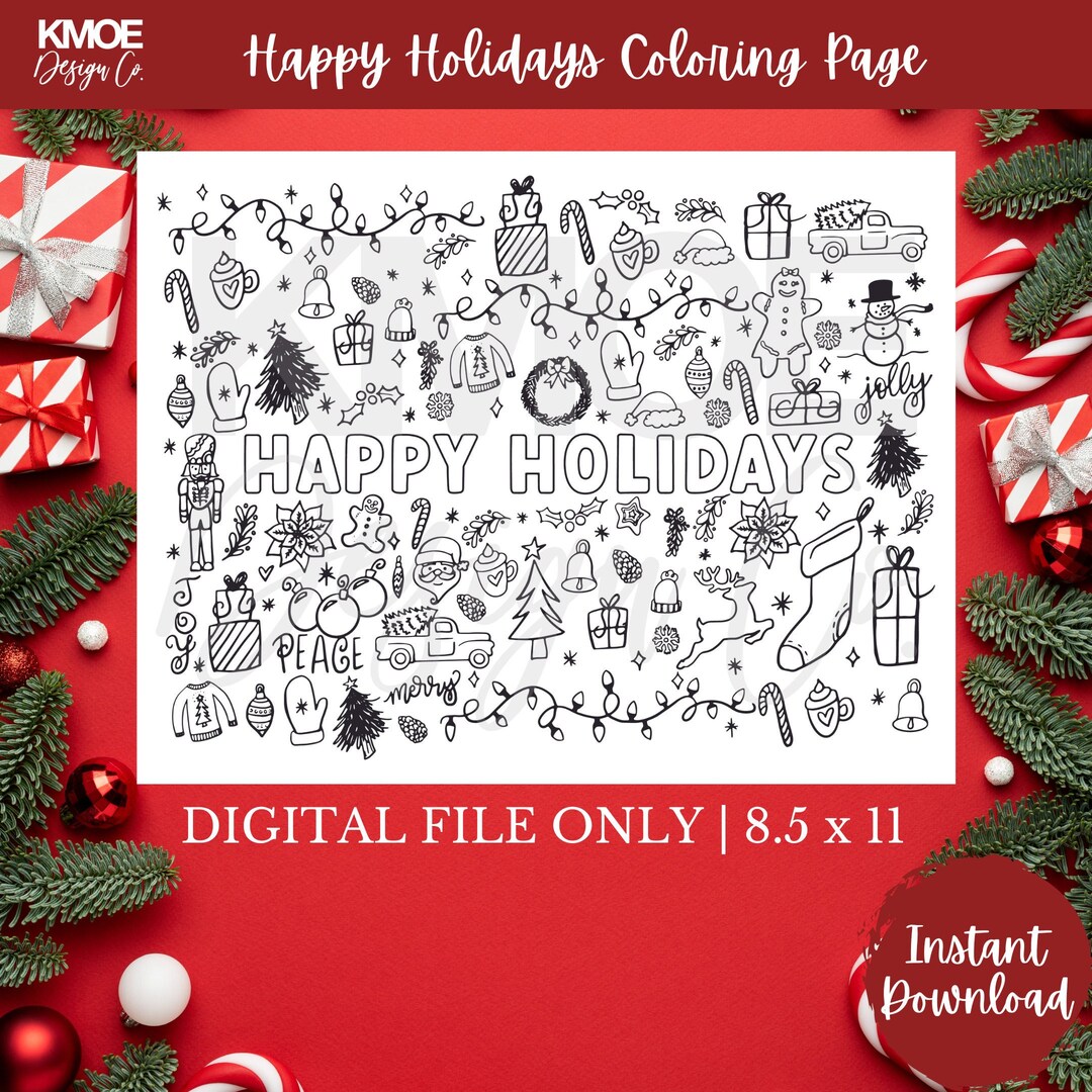 Happy Holidays Coloring Page Printable Christmas School Parties Winter ...
