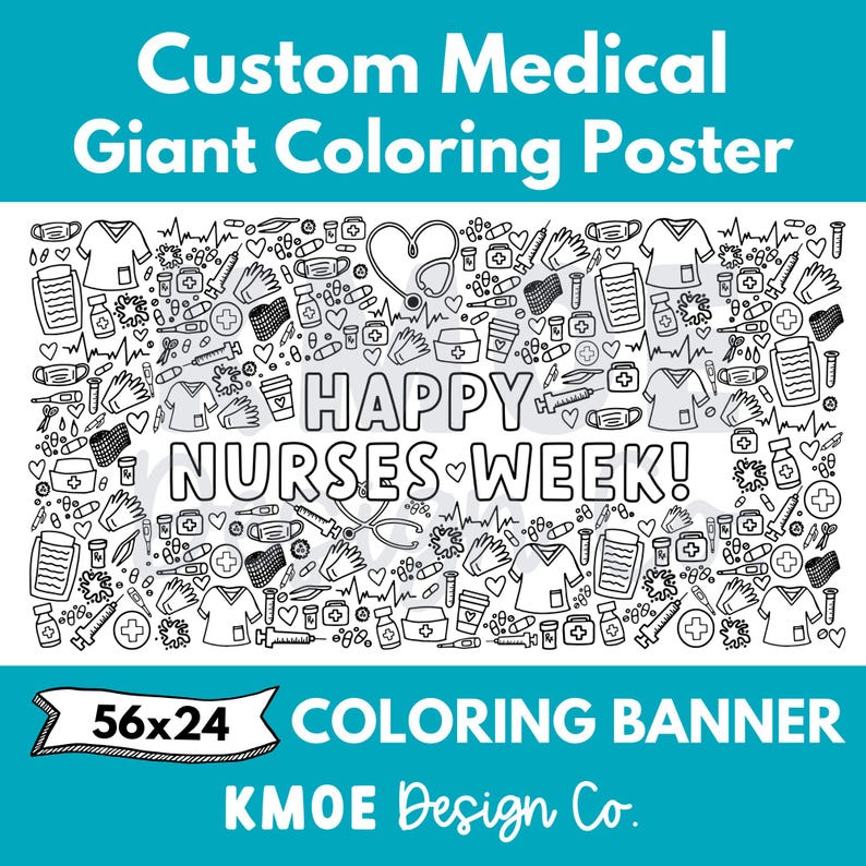 Nurses Week Giant Coloring Poster Medical Nurse Coloring Poster Giant ...