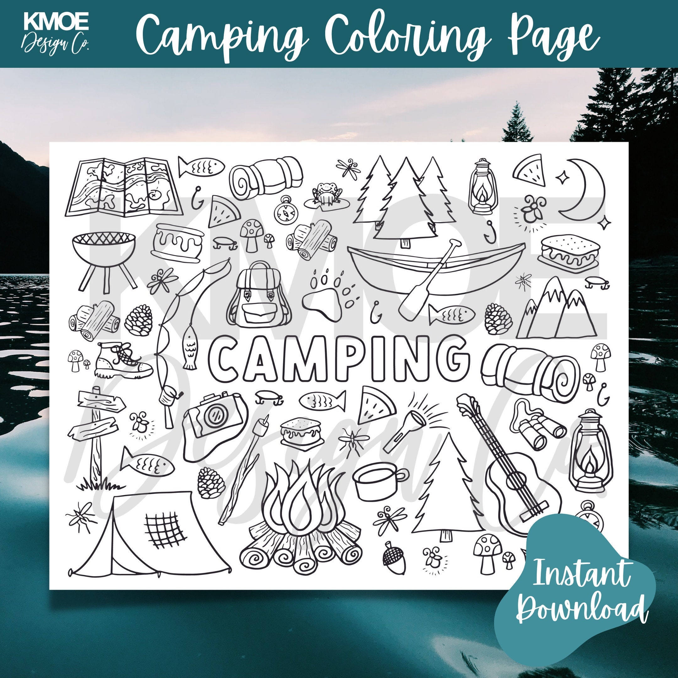Camping Summer Coloring Pages for Kids Printable Coloring - Etsy Australia
