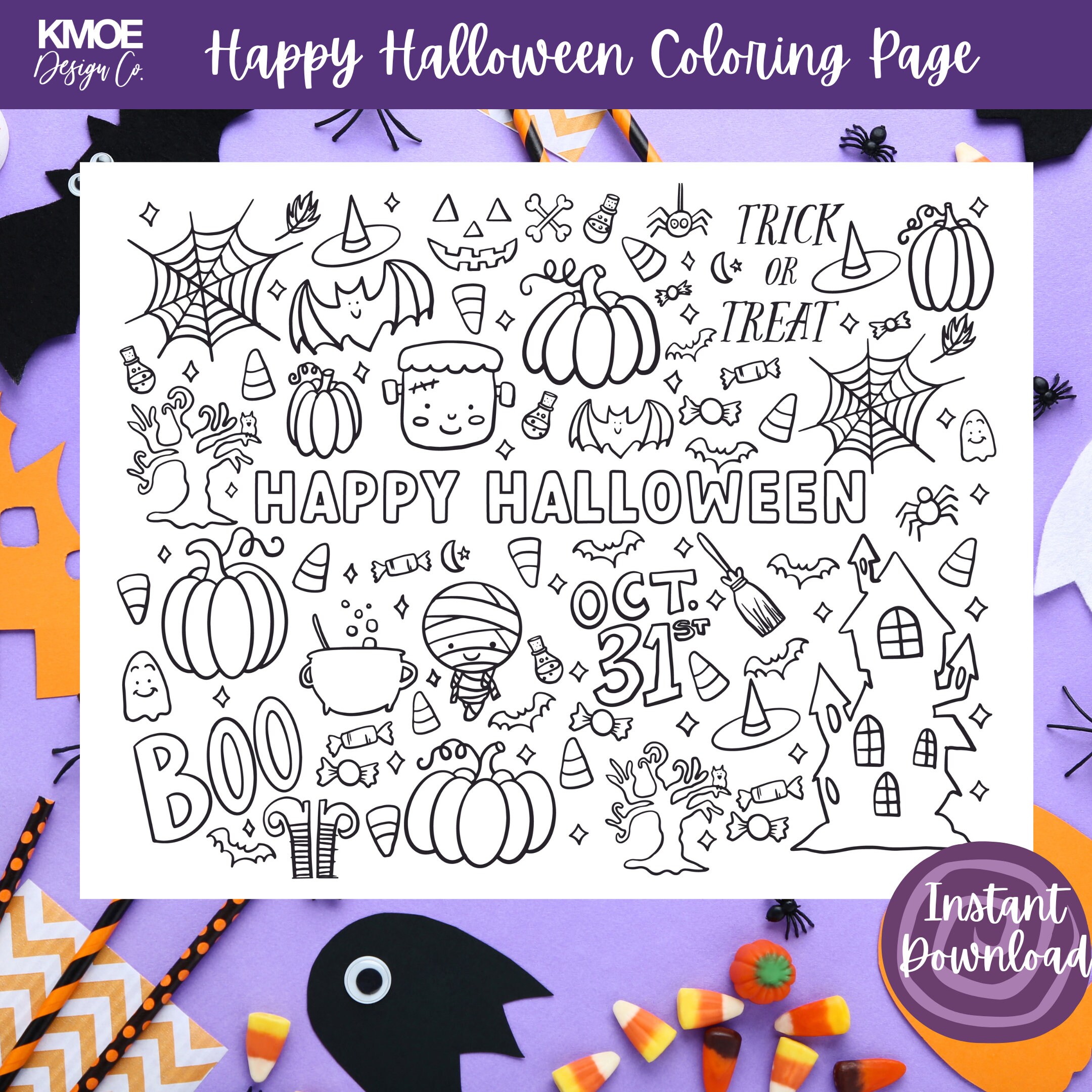 Halloween Coloring Pages for Kids Fall Autumn Activity for - Etsy