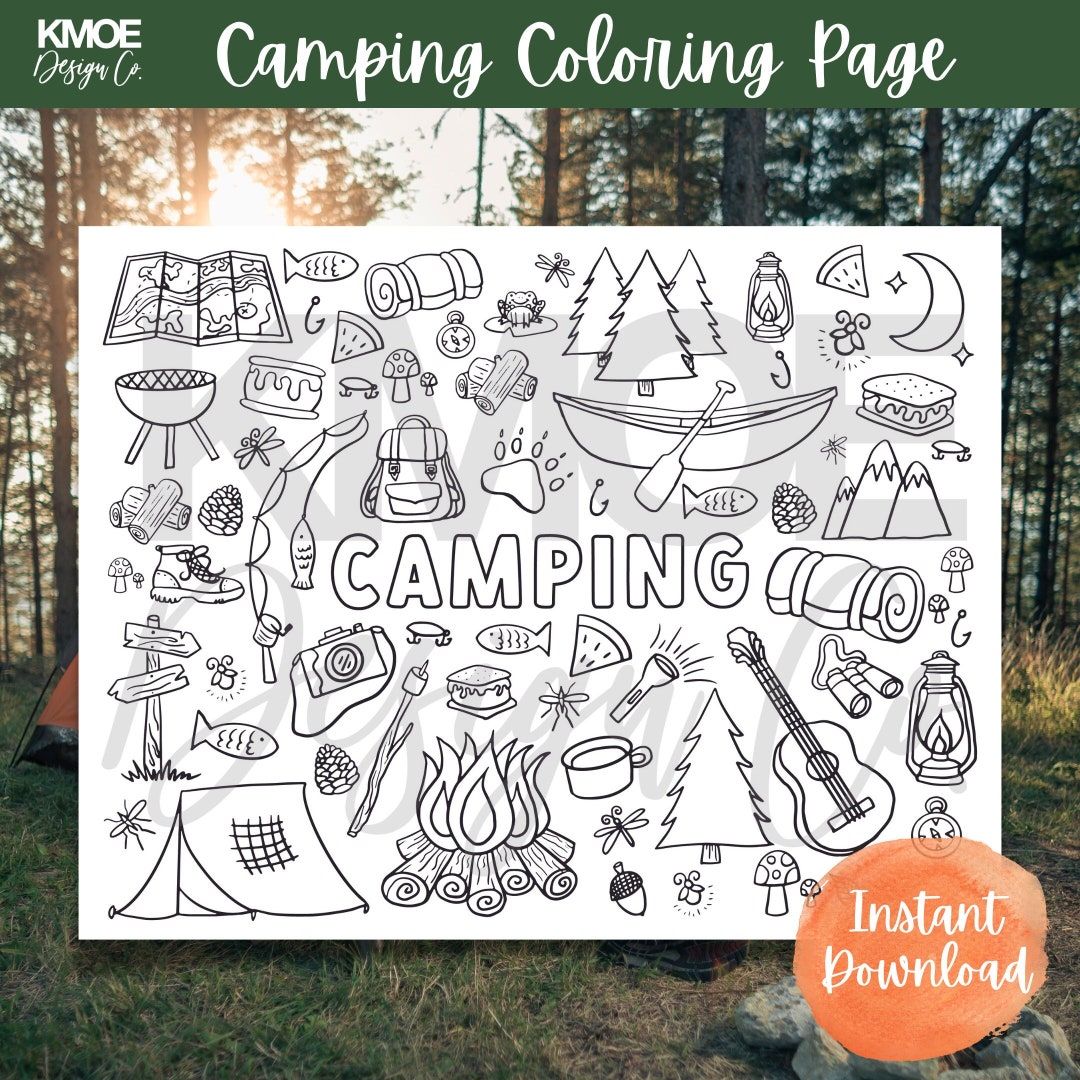 Camping Summer Coloring Pages for Kids Printable Coloring Pages Doodle ...