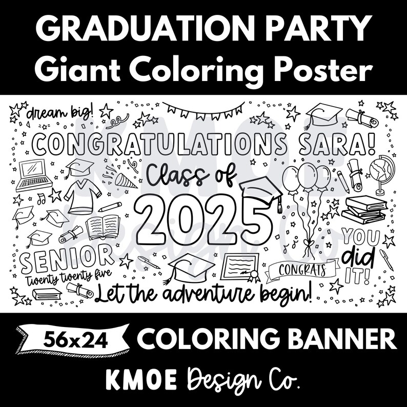 Graduation Party Giant Coloring Poster Senior 2025 Graduation Coloring ...