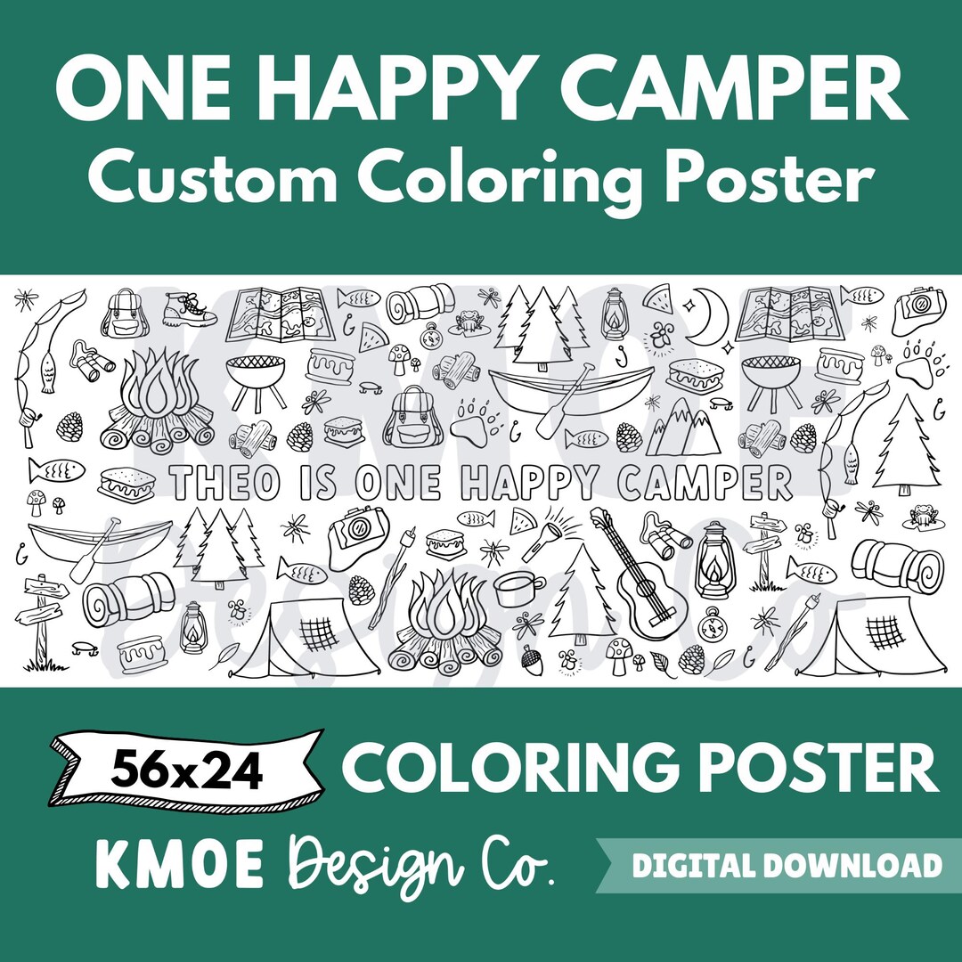 One Happy Camper Birthday Giant Coloring Poster Camping Giant Coloring ...