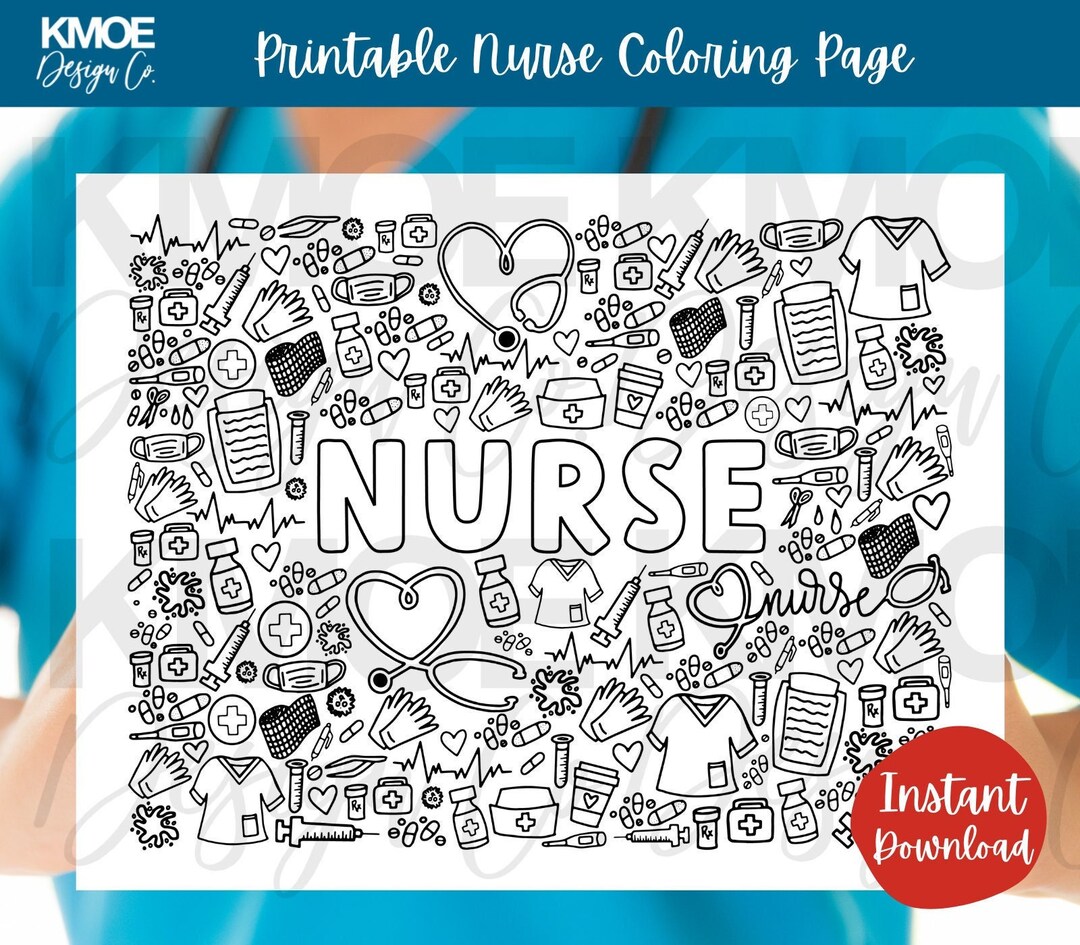 Nurses Week Nurse Coloring Pages Nurse Doodle Nurse Activity Nurse ...