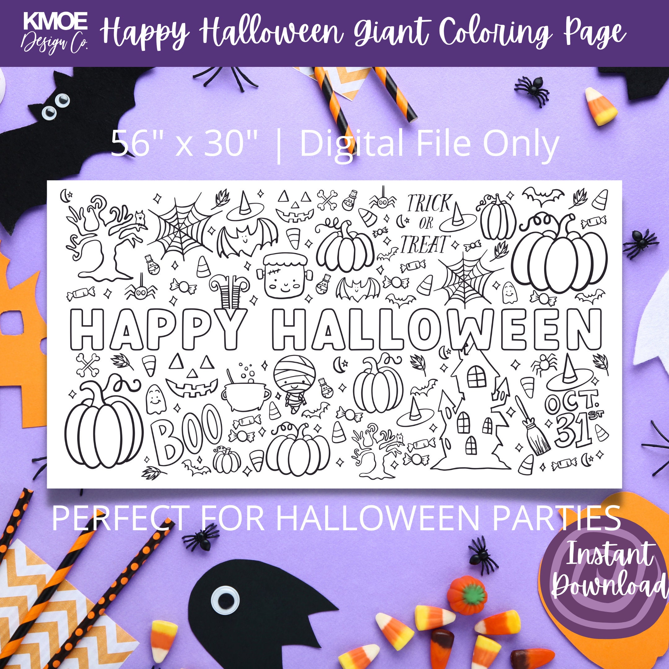 Giant Halloween Coloring Poster Halloween Party Coloring - Etsy