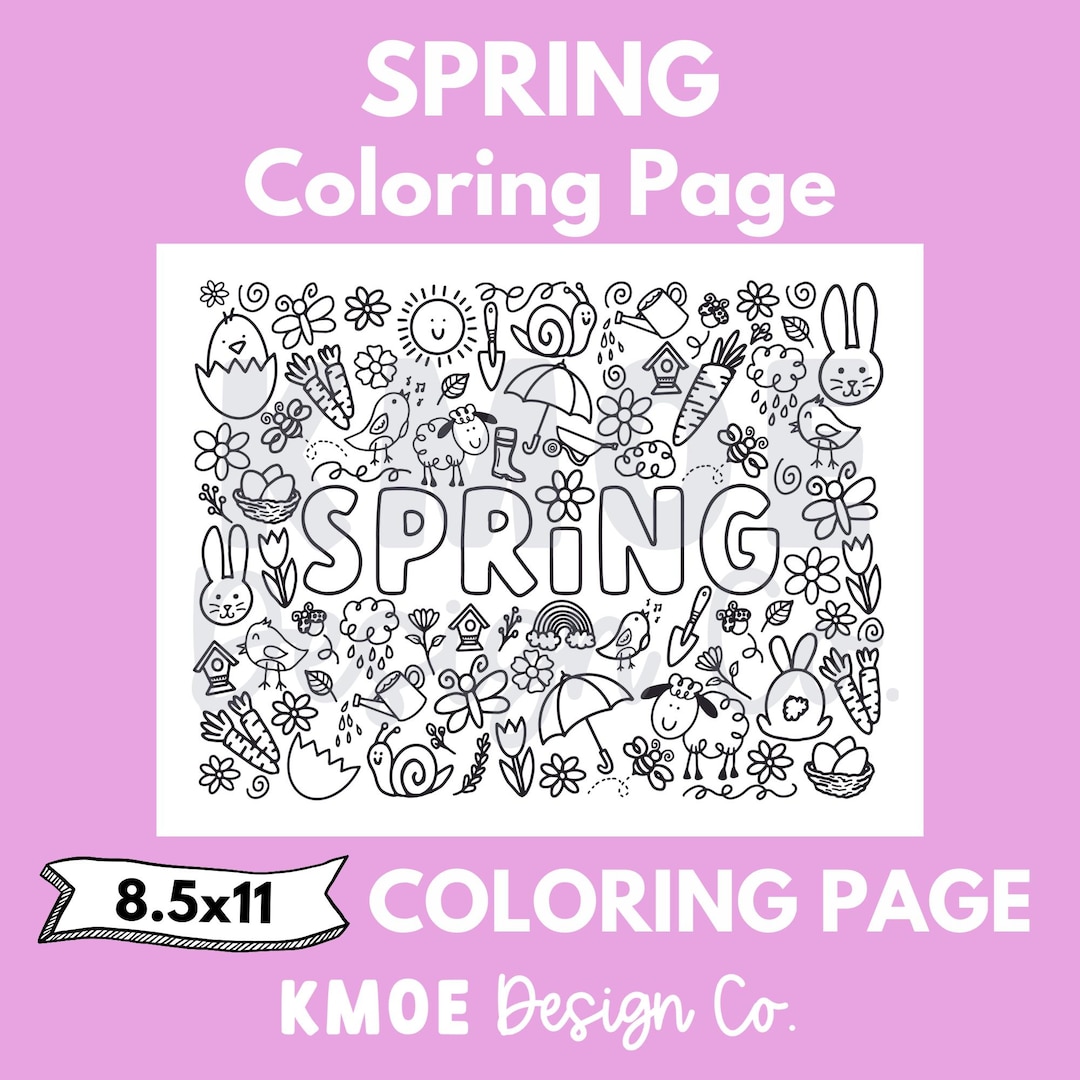 Spring Coloring Page for Kids Bold and Easy Coloring Cute Cozy Spring ...