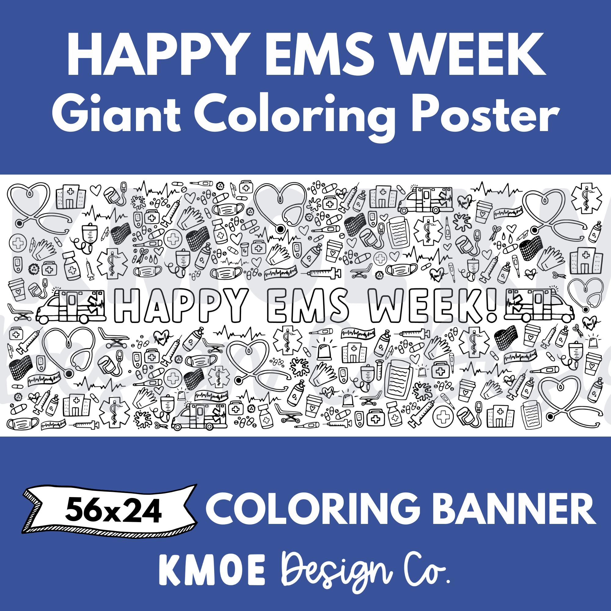 EMT Paramedic EMS Week Giant Coloring Poster Ambulance Giant Coloring ...