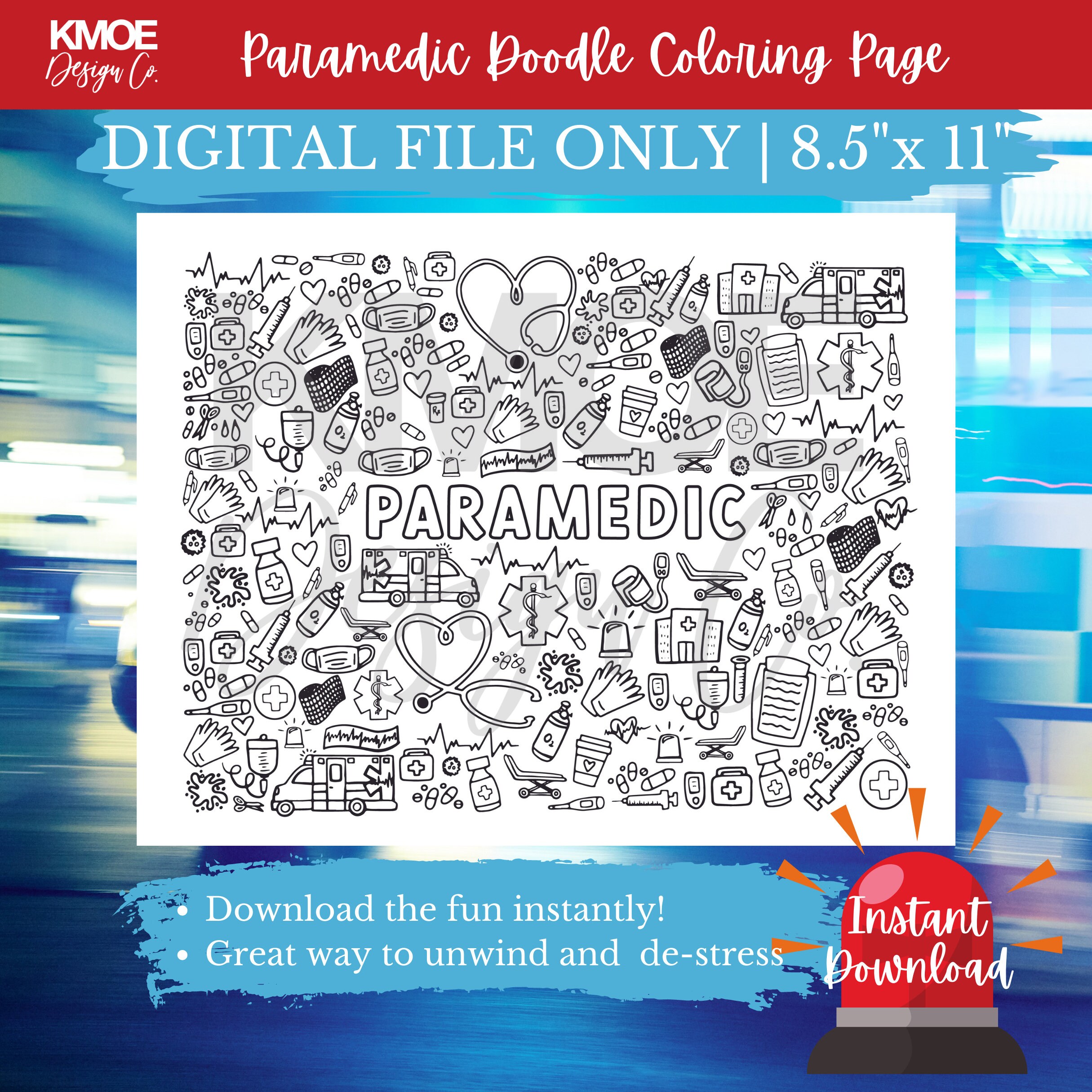 Paramedic Ambulance Coloring Pages Printable Star of Life Paramedic ...