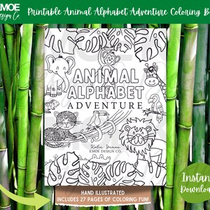 Coloring Book Animal Alphabet Printable Safari Animal Kids Baby Shower ...