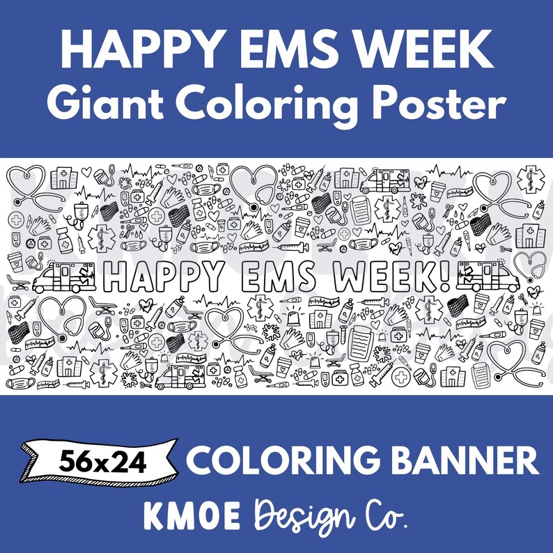 EMT Paramedic EMS Week Giant Coloring Poster Ambulance Giant Coloring ...