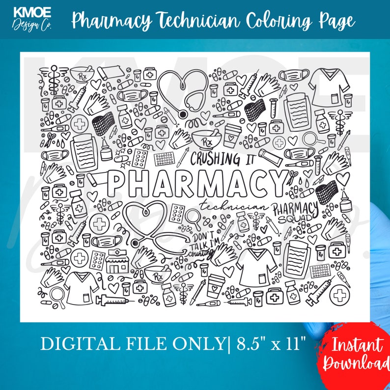 Pharmacy Tech Coloring Pages Pharmacy Technician Clipart Coloring Sheet ...