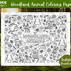 Woodland Animal Coloring Page Printable Coloring Book Coloring Pages ...