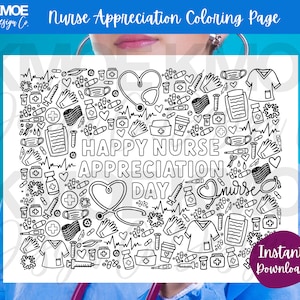 Nurses Week Nurse Coloring Page Nurse Appreciation Gift Adult Coloring ...