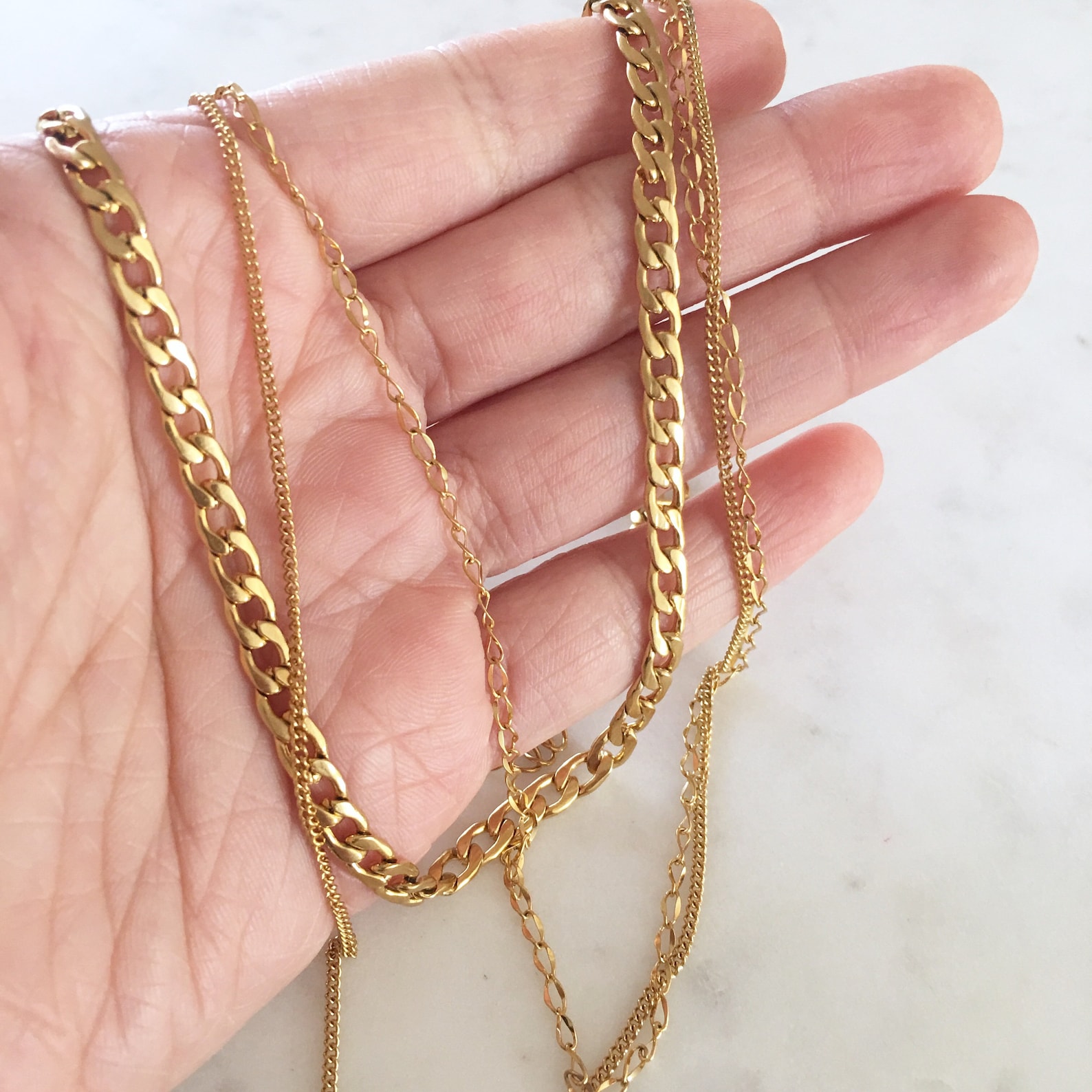 Gold Layering Necklace Set Gold Chain Necklace Gold Layered | Etsy