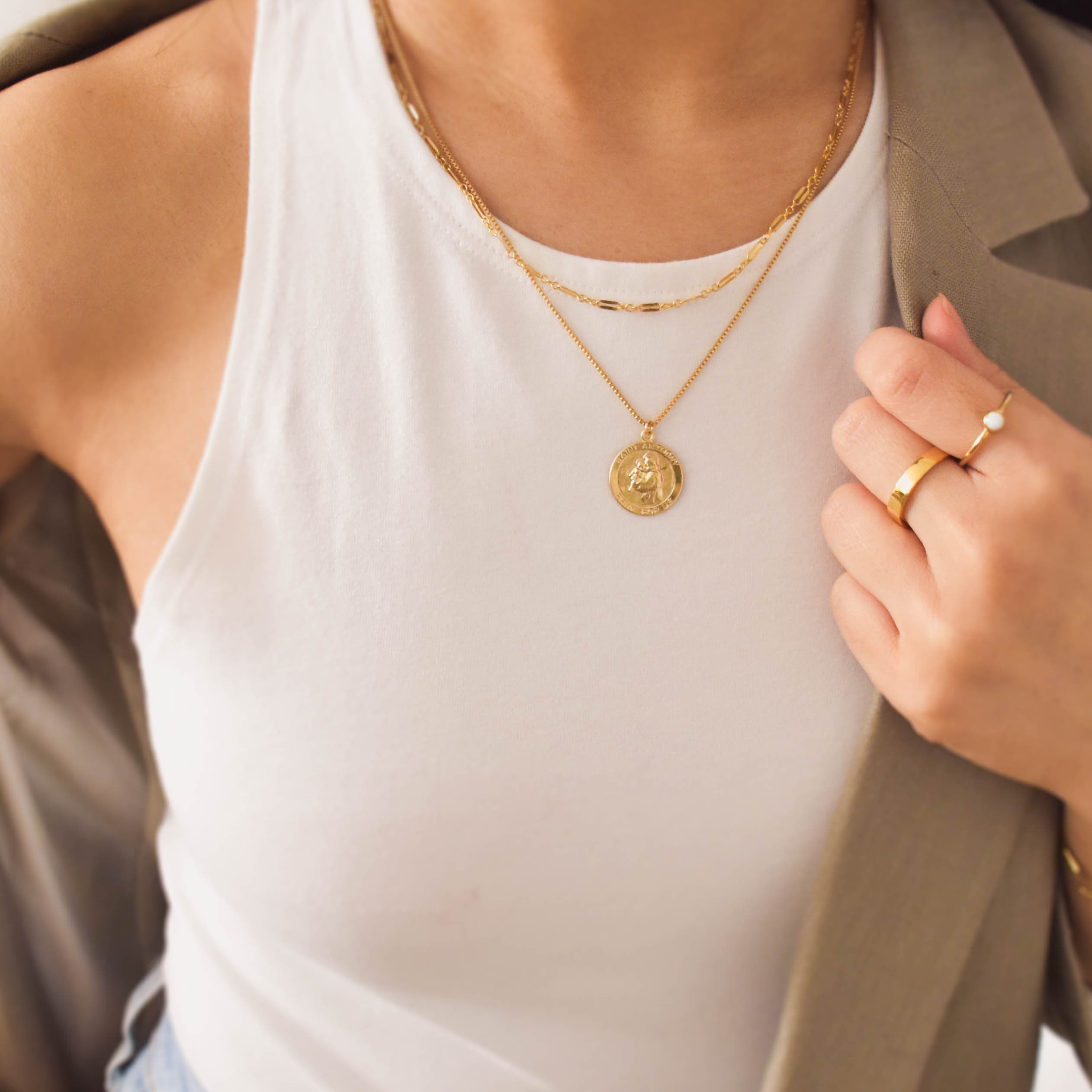 St Anthony Coin Necklace - Gold Filled Coin Necklace, Gold Coin Pendant ...