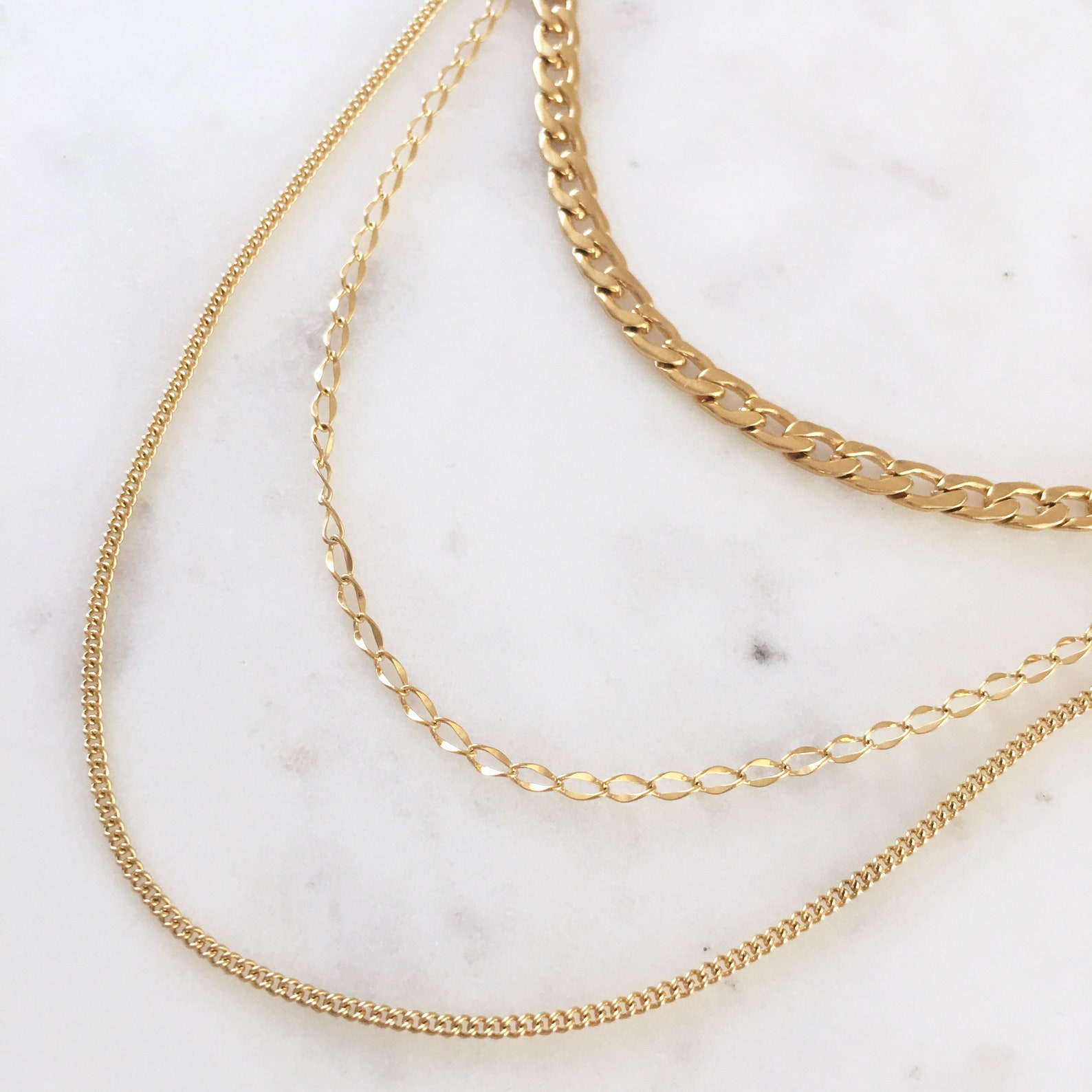 Gold Layering Necklace Set Gold Chain Necklace Gold Layered | Etsy