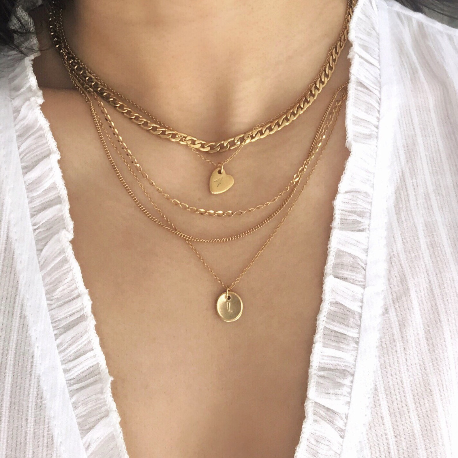 Gold Layering Necklace Set Gold Chain Necklace Gold Layered | Etsy