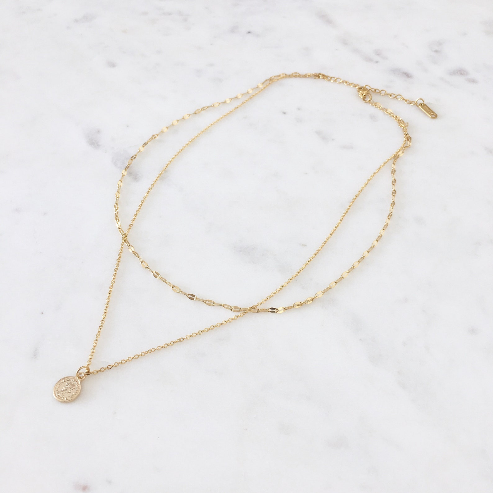 Small Gold Coin Necklace Set Gold Elizabeth Necklace, Coin Pendant ...