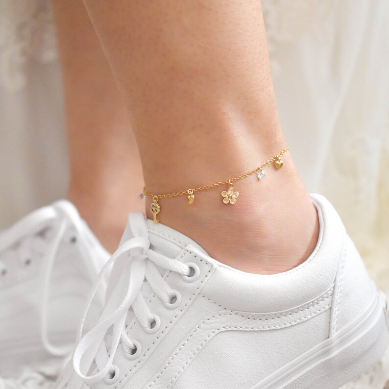 Sparkly Charm Anklet - Gold Filled Anklet, Charm Anklet, Pretty Anklet ...