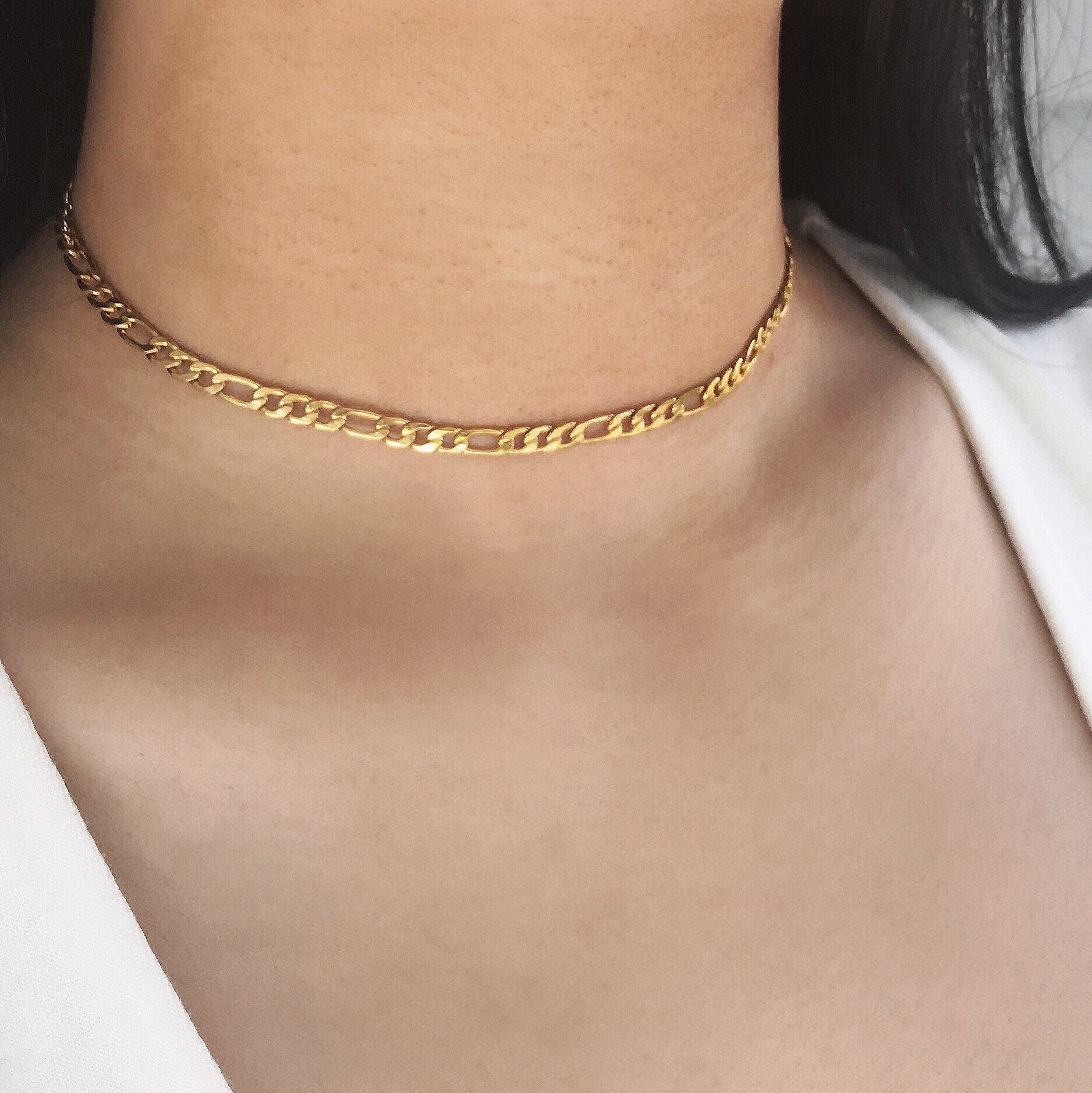 Figaro Chain Choker - Figaro Necklace, Figaro Chain Necklace Figaro Chain Choker - Figaro Necklace, Figaro Chain Necklace