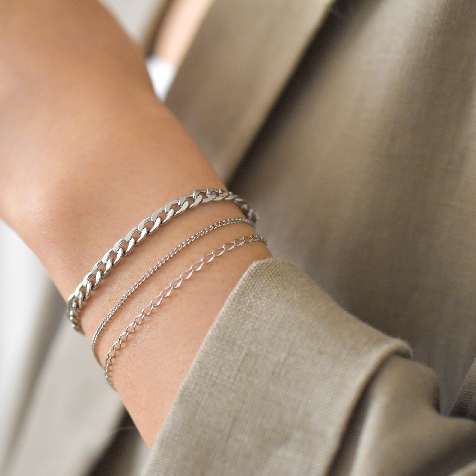 Silver Bracelet Set Silver Bracelets Bracelet Sets Chain - Etsy